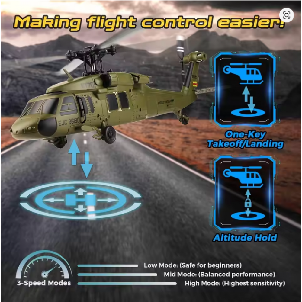 WLtoys K170 Brushless 4-CH RC Helicopter,Full-Scale UH60L Black Hawk,6 ...