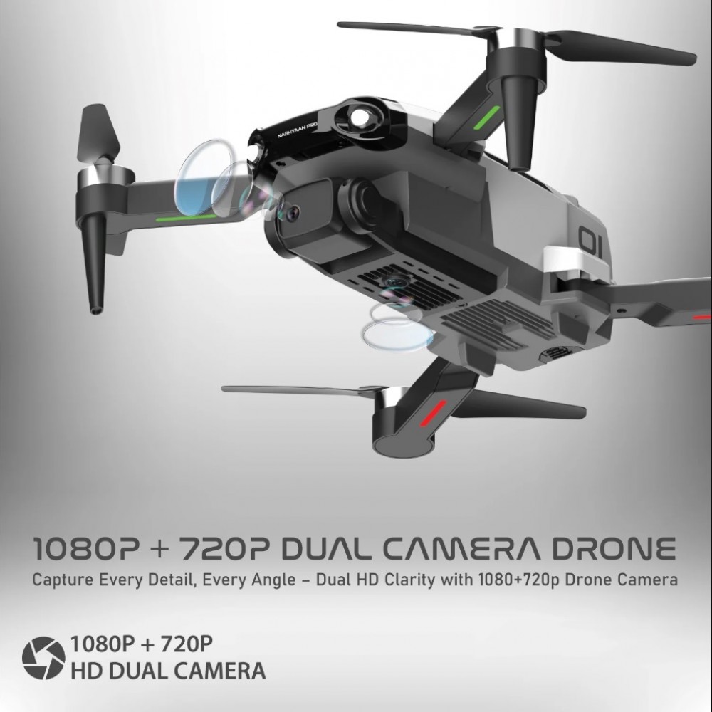 NABHYAN PRO Drone 1080 WHITE | BRUSHLESS Motor | WiFi HD 1080P + 720 P ...