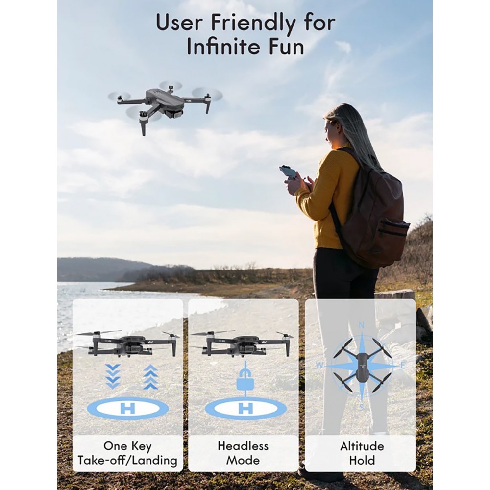 Skyline Mini GPS Drone with 4K Camera RC Quadcopter 90° Adjustable Lens ...